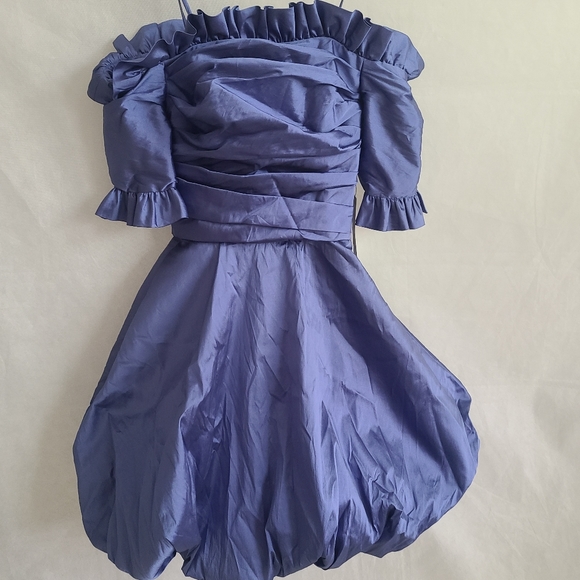 Theia | Dresses | Theia Off The Shoulder Taffeta With Draped Bodice ...